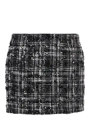 Remain Birger Christensen Sequined Bouclé Miniskirt - Black