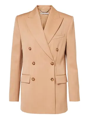 Stella McCartney Striped Double-breasted Wool Blazer - Beige