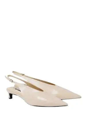 JIL SANDER Leather Slingback Pumps - White