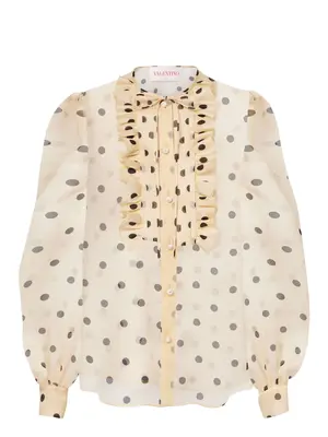 Valentino Garavani Polka-dot Silk Organza Blouse - White