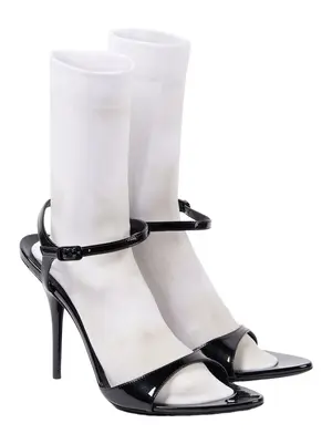 Balenciaga Avenue Sock 110 Patent Leather Sandals - Black