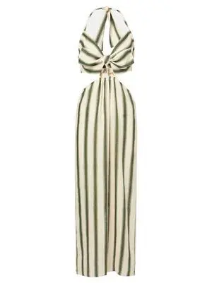 Johanna Ortiz Los Siete Mares Striped Midi Dress - Green