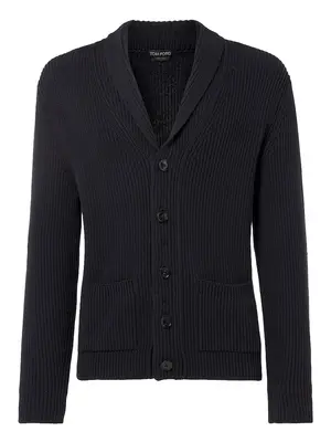 TOM FORD Ribbed-knit Wool And Silk Cardigan - Black