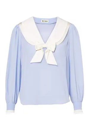 Rixo Eimer Silk Top - Blue