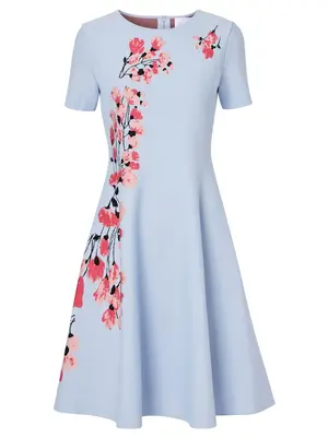 Carolina Herrera Floral Jacquard Midi Dress - Blue