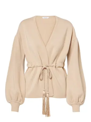 Max Mara Tiberio Belted Virgin Wool Cardigan - Beige