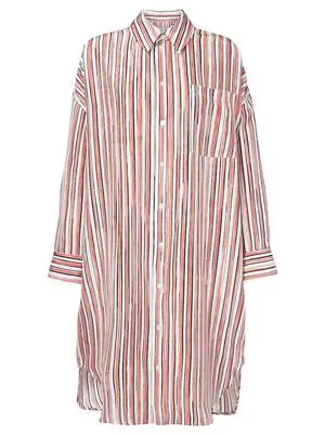 Bottega Veneta Silk Midi Shirt Dress - Red