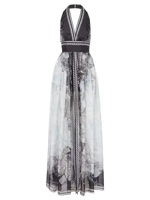 Elie Saab Printed Maxi Dress - Black
