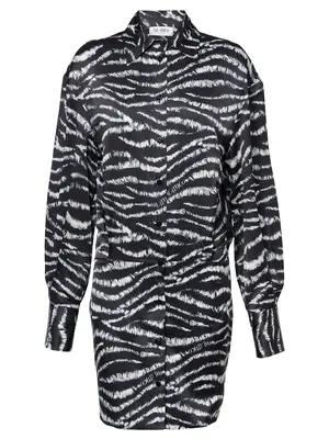 Attico Silvye Zebra-print Shirt Dress - Black