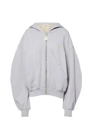 Attico Logo Cotton Fleece Hoodie - Grey