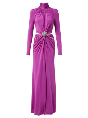 Rabanne Cutout Crystal-embellished Gown - Purple