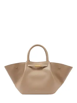 DEMELLIER New York Midi Leather Tote Bag - Brown