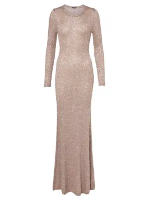 Balenciaga Sequined Maxi Dress - Beige