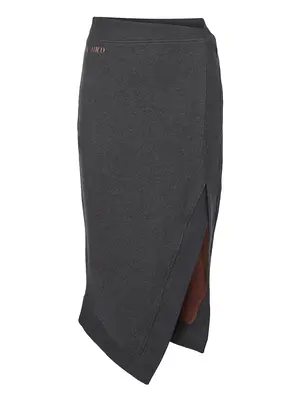 Attico Logo Asymmetric Cotton Jersey Midi Skirt - Black
