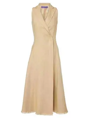Ralph Lauren Silk And Linen Midi Dress - Beige