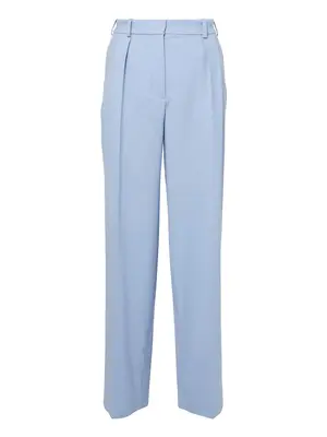 JOSEPH Buckle Wool Crêpe Wide-leg Trousers - Blue