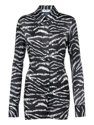 Attico Zebra-print Satin Shirt - Black
