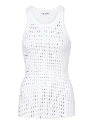 Attico Embellished Cotton Jersey Top - White