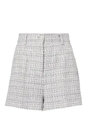 Dolce & Gabbana Quadri-check-tartan Tweed Shorts - Grey
