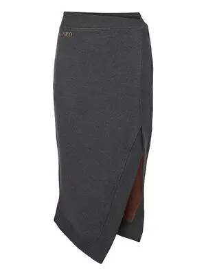 Attico Logo Asymmetric Cotton Jersey Midi Skirt - Black