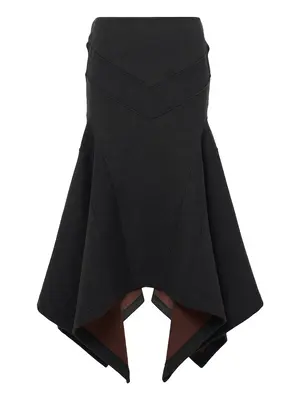 Attico Asymmetric Cotton Midi Skirt - Black