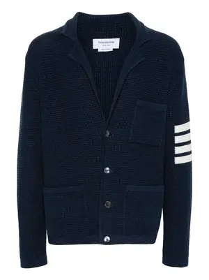 Thom Browne Notched-lapels Drop-shoulder Cardigan - Blue