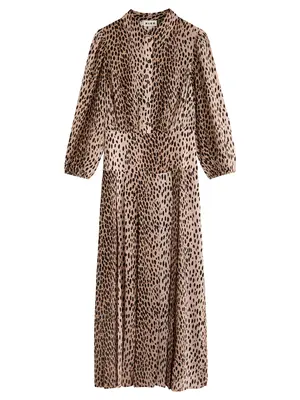 Rixo Izzy Leopard-print Midi Shirt Dress - Beige