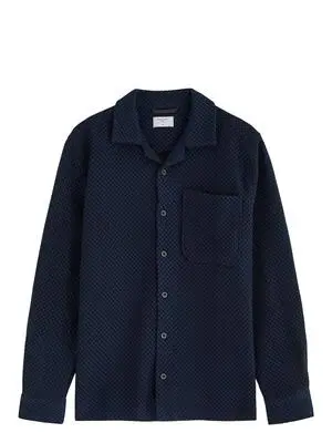 PERCIVAL Ashdown Patterned-intarsia Woven Shirt - Navy