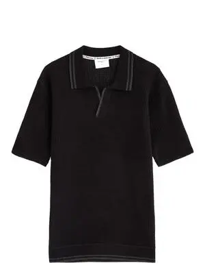 PERCIVAL Cassette Waffle-knit Cotton Polo Shirt - Black