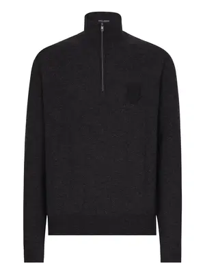 Dolce & Gabbana Cashmere Turtle-neck Zip-up Sweater - Grey