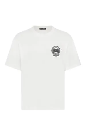 Dolce & Gabbana Cotton T-shirt With Dg Logo Embroidery - White