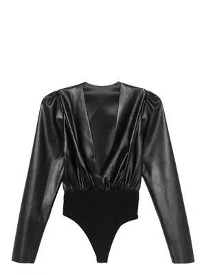 Alchemy Fashions X Lia Aram Faux-leather Bodysuit - Black