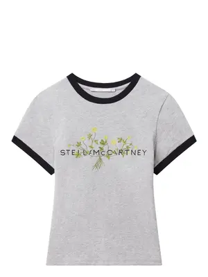 Stella McCartney Logo-embroidered T-shirt - Grey