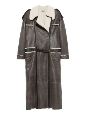 MANOKHI Kaia Shearling Lined Coat - Brown