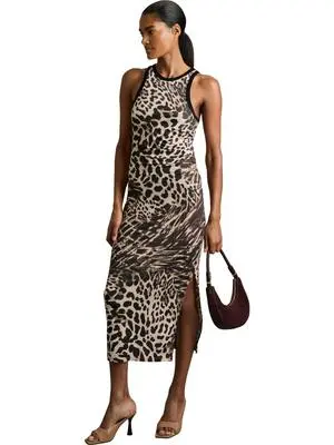Reiss Lara Drape Knitted Bodycon Dress - Black | Editorialist