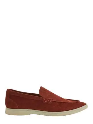 REISS Reiss Kason Suede Slip-On Loafers Rust