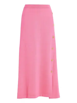 Moschino Button-detailed Knitted Midi Skirt - Pink