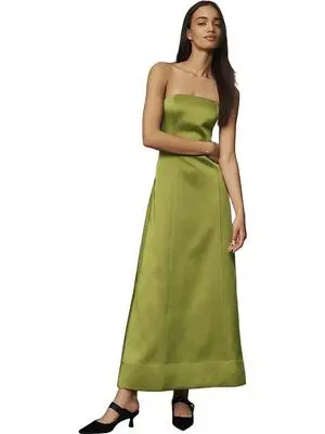 MARE MARE Piper Strapless Fit & Flare Maxi Dress - Olive Green