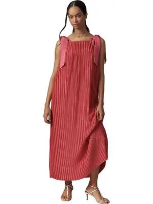 English Factory Tie-strap Pleated Midi Dress - Pink