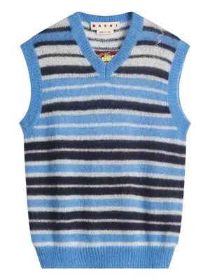 Marni Stripe Mohair Vest - Blue Lilac