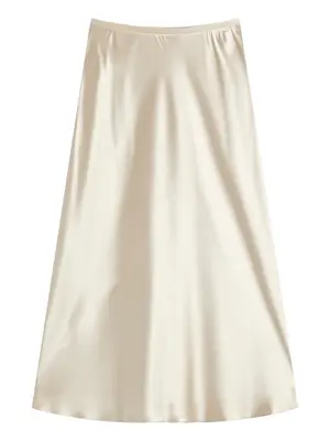 Max Mara Carnet Silk Midi Skirt - Beige