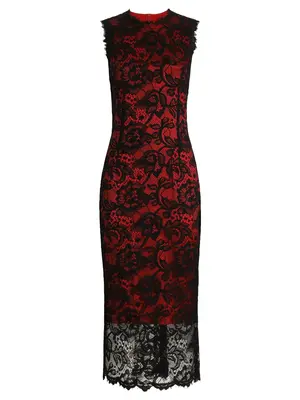 Dolce & Gabbana Floral-lace Midi Dress - Black