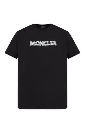 Moncler Blurred-logo Cotton T-shirt - Black