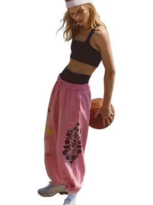 Free People FP Movement All Star Graphic Pants Pink Lemonade Combo
