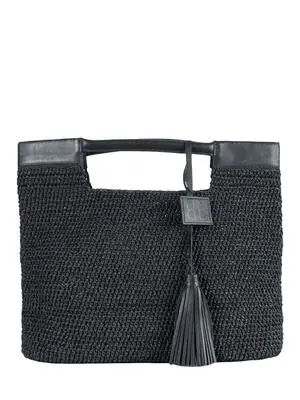 FOREVER & ALWAYS SHOES Forever & Always Gabriella Woven Shoulder Bag With Leather Straps - Black