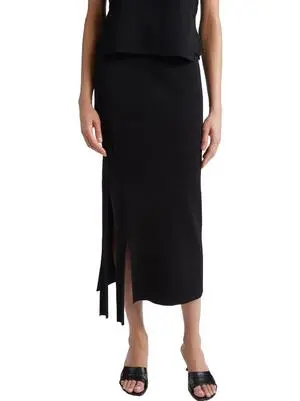 Victoria Beckham Multislit Ribbed Midi Skirt - Black