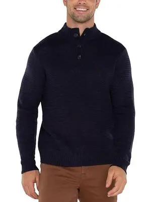 LIVERPOOL Mock Neck Pullover Sweater - Navy