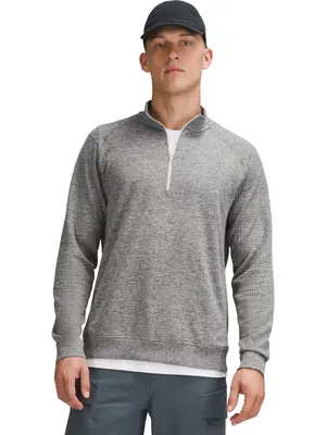 Lululemon Engineered Warmth Half Zip Tri Heather Vapor/gull Grey/black