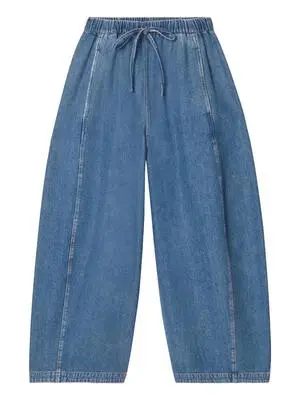 Cos Barrel-Leg Denim Drawstring Pants Blue