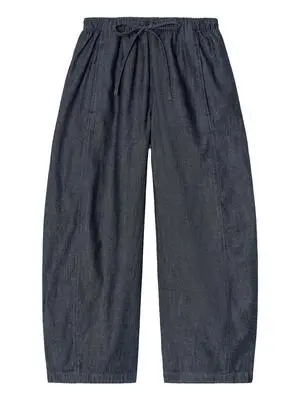 Cos Barrel-leg Denim Drawstring Pants - Dark Blue